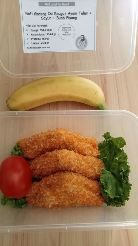 Pemberian Menu Tambahan ( PMT ) Ibu Hamil KEK, ROTI GORENG ISI ROUGUT