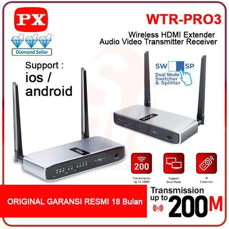 Transmitter Receiver PX WTR-PRO3 Wireless HDMI Extender Audio Video