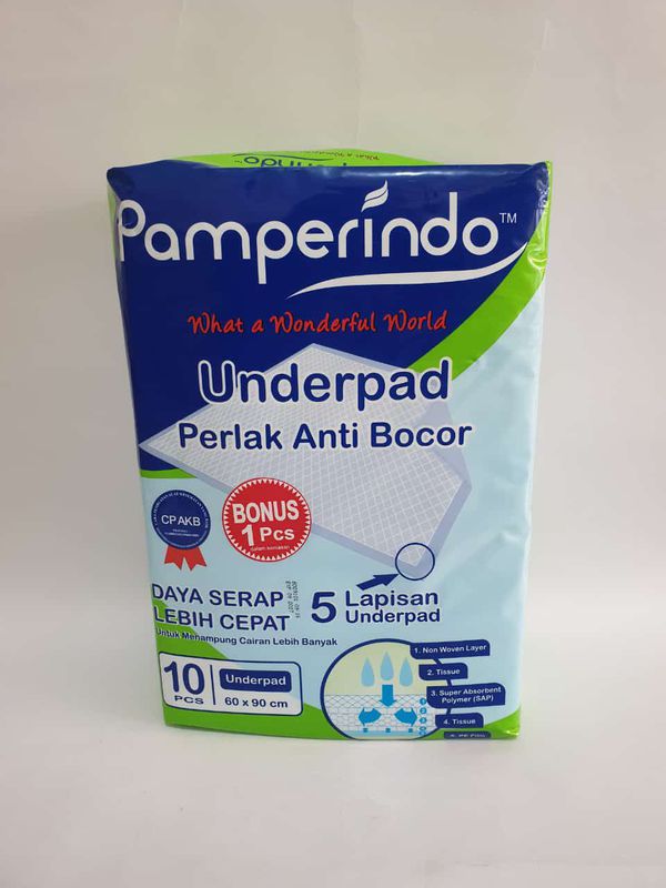 Underpad Merk Pamperindo ukuran 60 x 90 cm