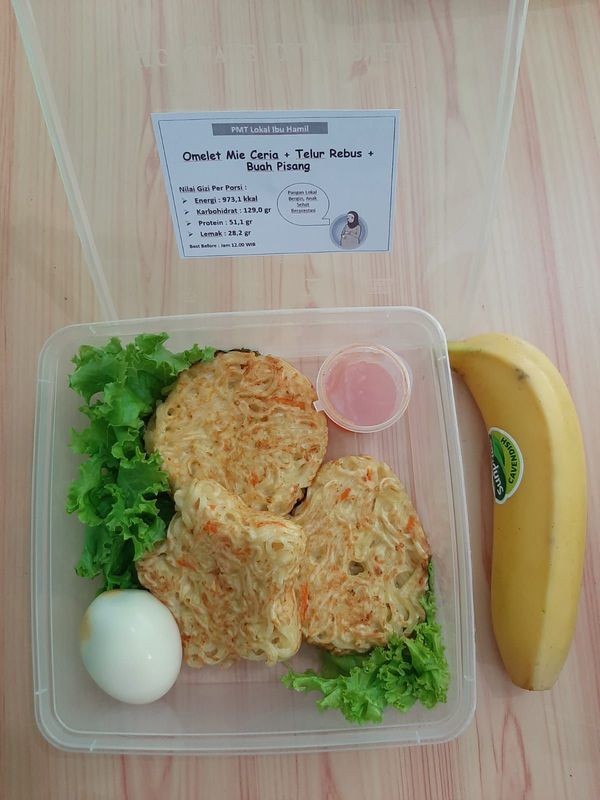 Pemberian Menu Tambahan (PMT) Ibu Hamil KEK, OMELET MIE CERIA