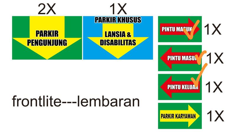 BANNER FRONTLITE "2 Pintu Masuk dan 1 Pintu Keluar" Uk. 50 X 30 CM