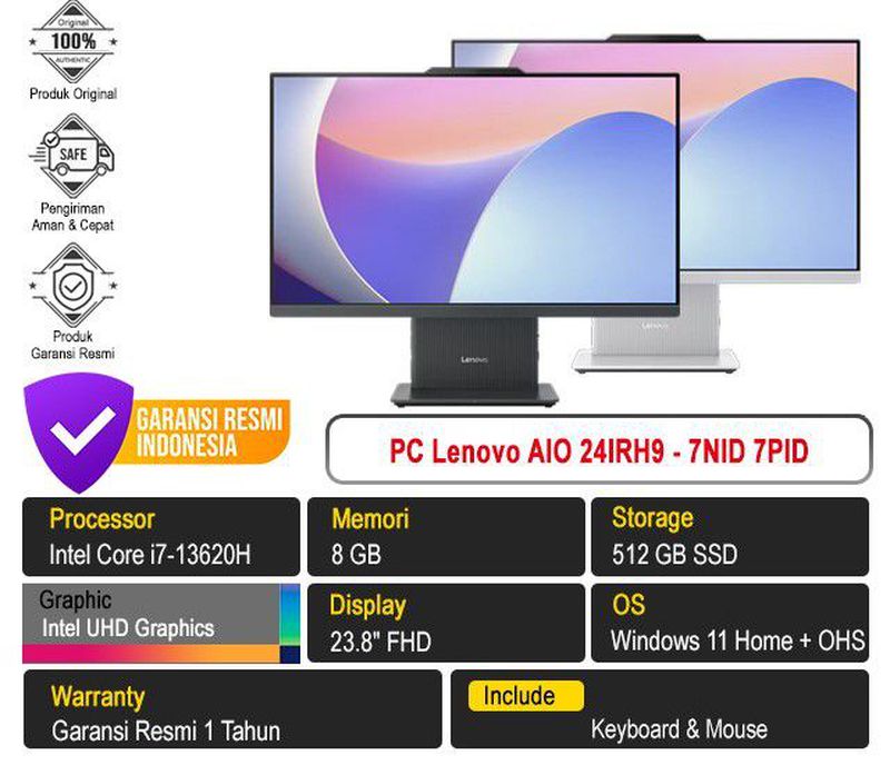 PC Lenovo AIO 24IRH9 7NID 7PID i7-13620H 8GB 512gb ssd 23.8″ FHD