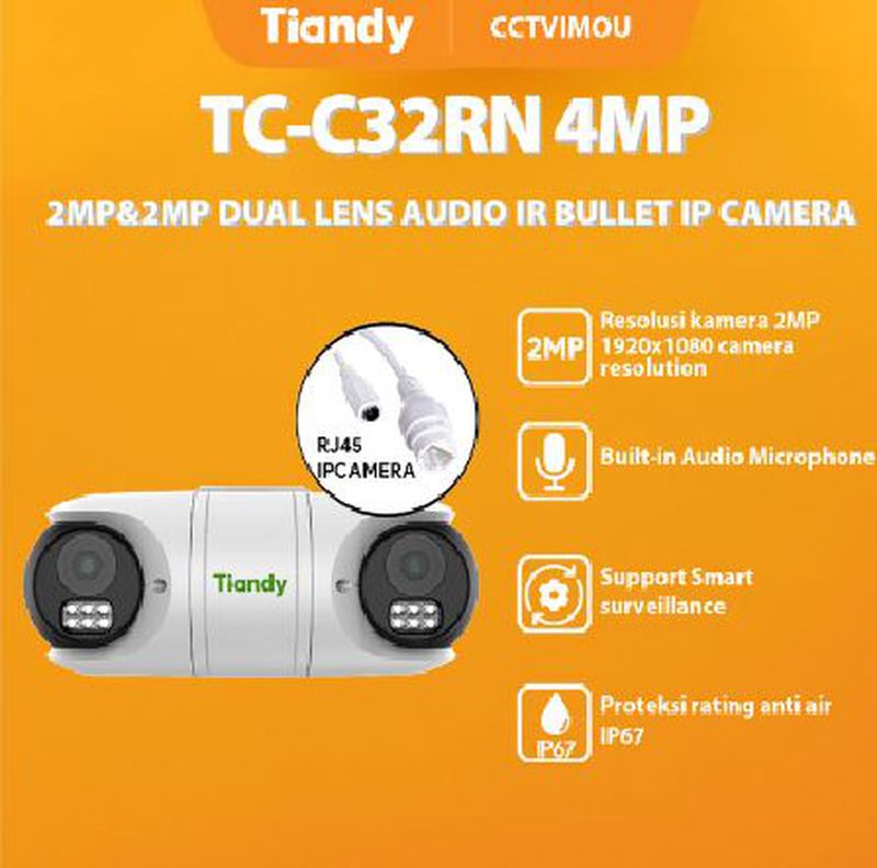 TIANDY TC-C32RN-4MP 2MP&2MP DUAL LENS AUDIO IR BULLET IP CAMERA