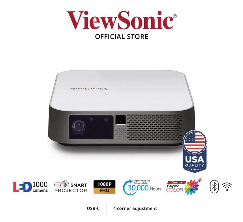 Paket ViewSonic M2E FHD Portable Smart Projector with Harman Kardon ...