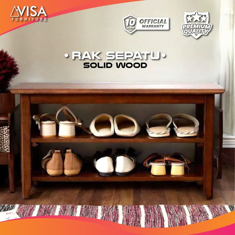 Rak Sepatu Kayu Solid