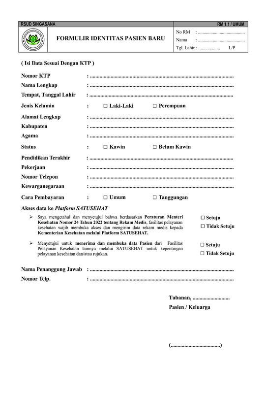 Form Identitas Pasien Baru