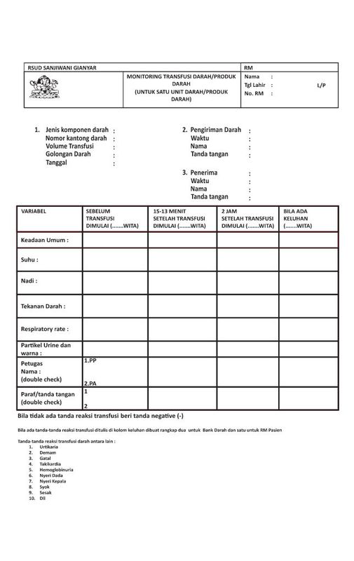 Monitoring Transfusi Darah
