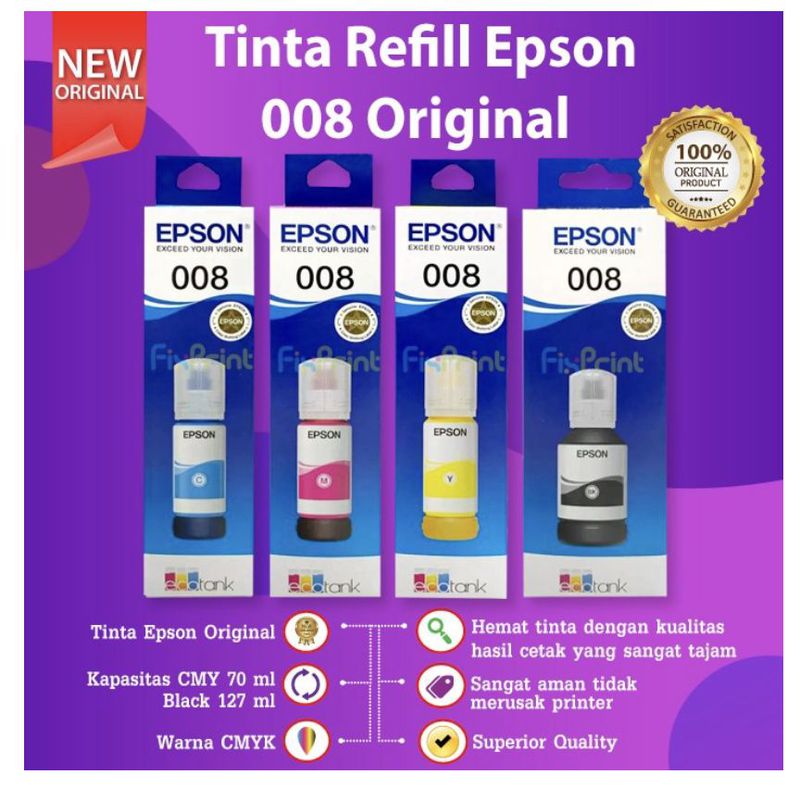 Tinta Printer Epson 008 Cyan, Magenta, Yellow, Black