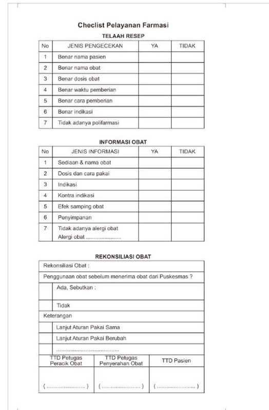 form ceklist obat Puskesmas Cangkringan