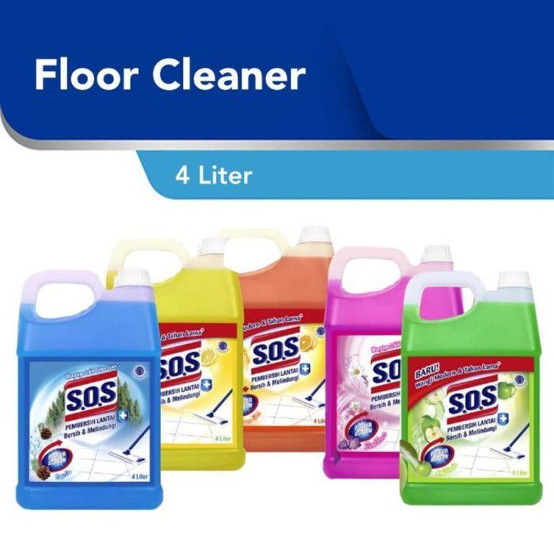 SOS FLOOR CLEANER / PEMBERSIH LANTAI - GALON / JERIGEN 4000ML / 4 LT