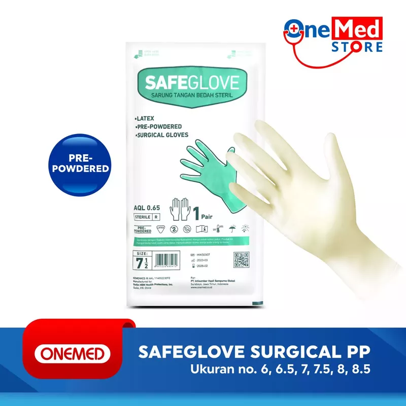 Safeglove Latex surgical Gloves PP 7 ONEMED