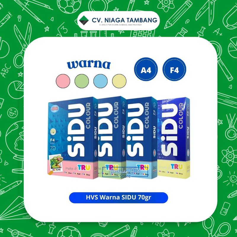 KERTAS HVS SIDU A4 70GR WARNA - Kuning