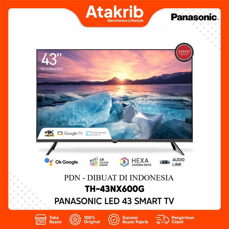 LED GOOGLE TV 4K 43 INCH MEREK PANASONIC, TYPE TH-43NX600G
