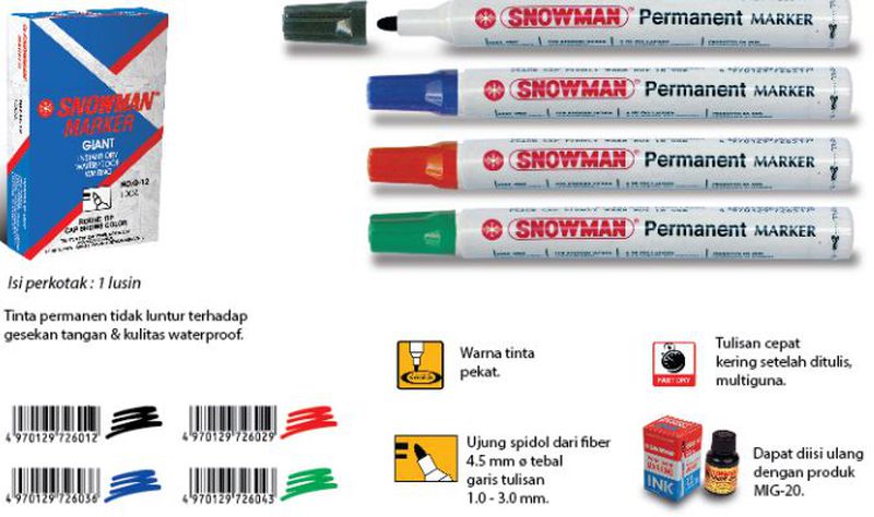 SPIDOL PERMANENT SNOWMAN MARKER G-12 - Hitam
