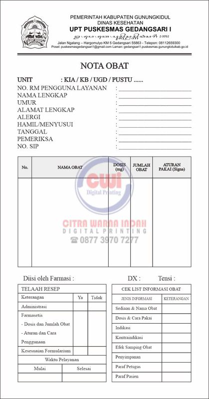 Form Nota Obat Puskesmas
