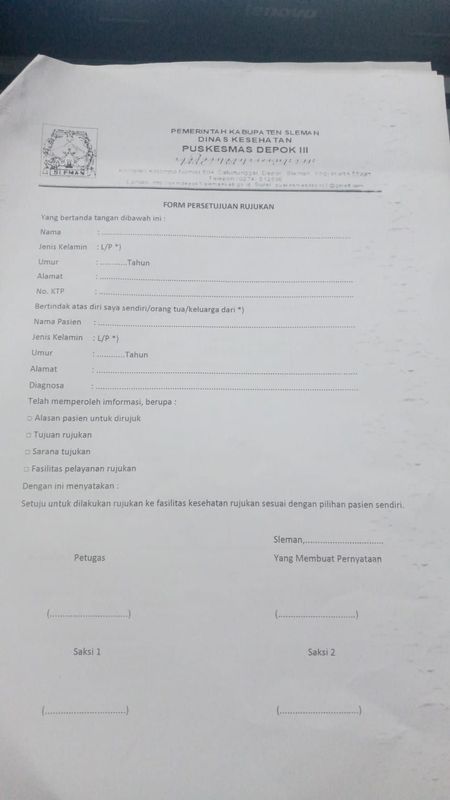 FORM PERSETUJUAN RUJUKAN EKSTERNAL PUSKESMAS DEPOK 3