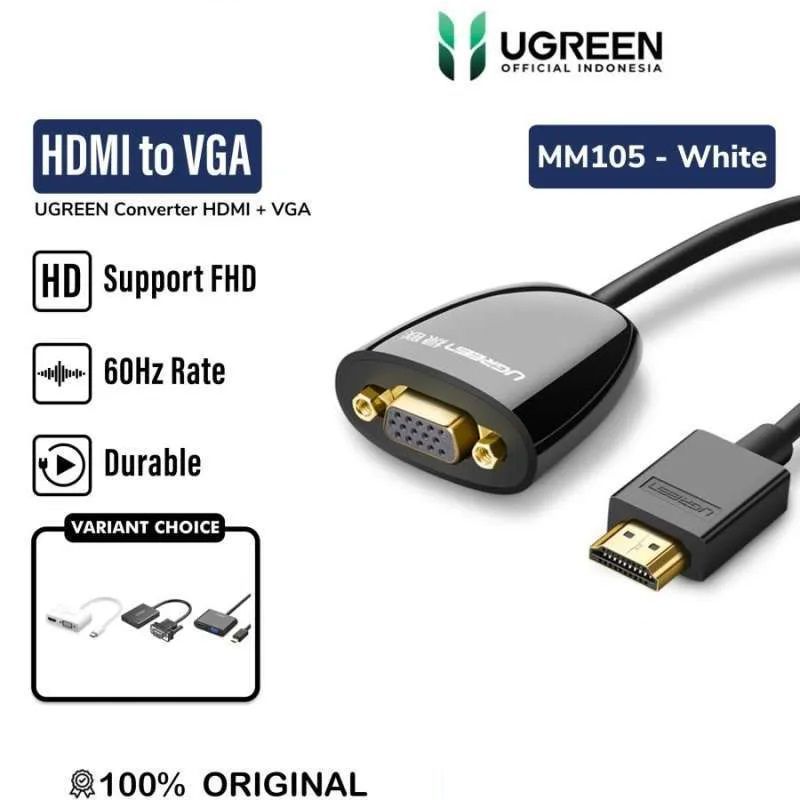 Kabel HDMI To VGA Converter Proyektor Up To 1080P-HDMI+VGA