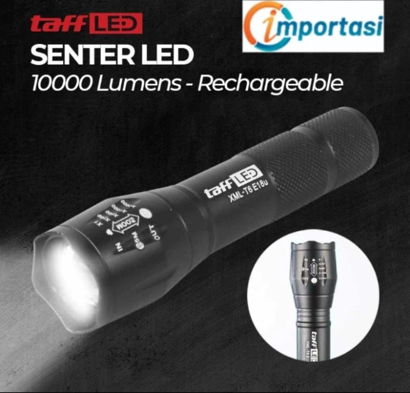 Senter LED Jarak Jauh Zoomable Senter 10000 TAFFLED