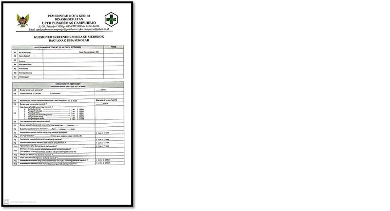 Form kuesioner Skreening Perilaku Merokok