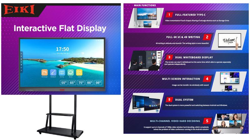 EIKI INTERACTIVE FLAT PANEL 86 INCH, High Technology 4k, Full-Featured ...