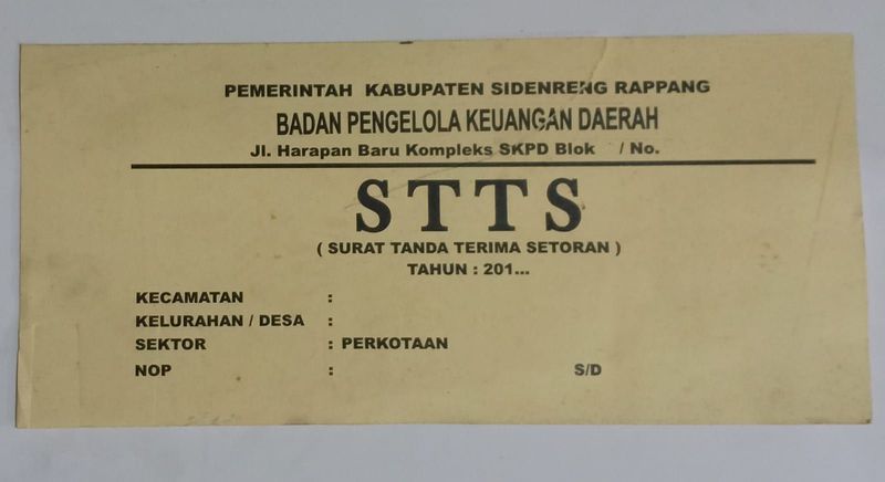 surat tanda terima setoran (stts) kecil