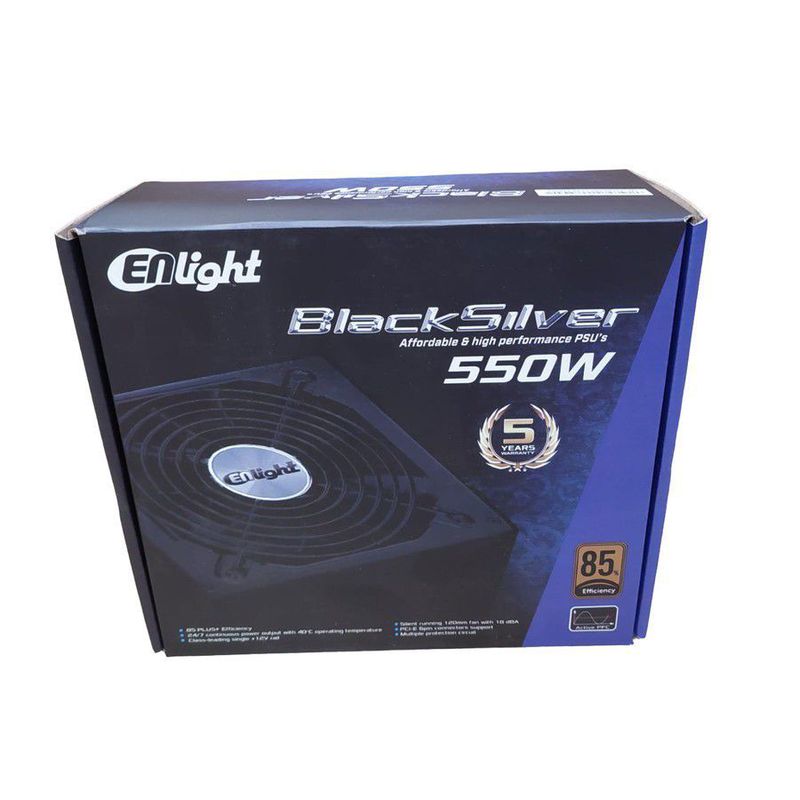 POWER SUPPLY ENLIGHT 550W BLACK SILVER 80+