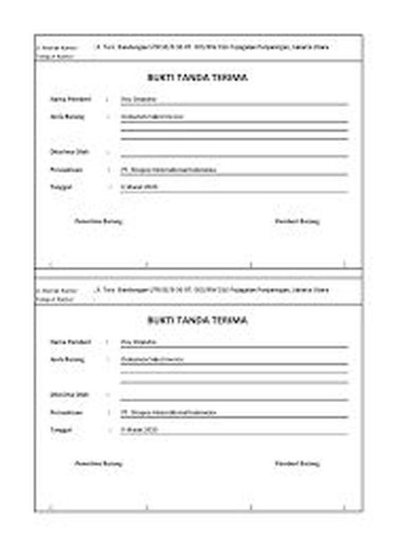 Cetak Blanko Lembar Tanda Terima