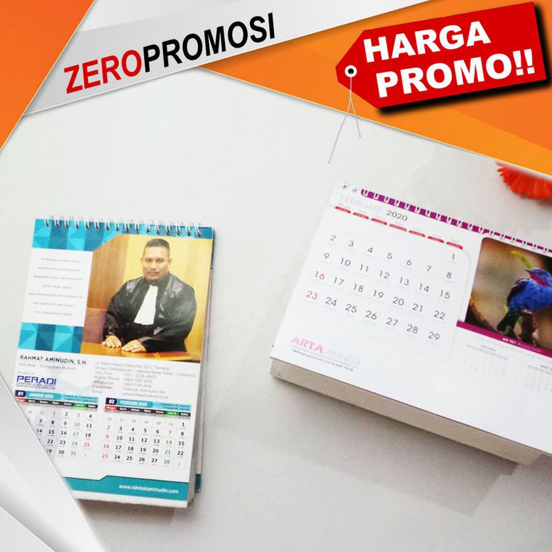 Kalender Meja Duduk Cetak Promosi Custom Desain