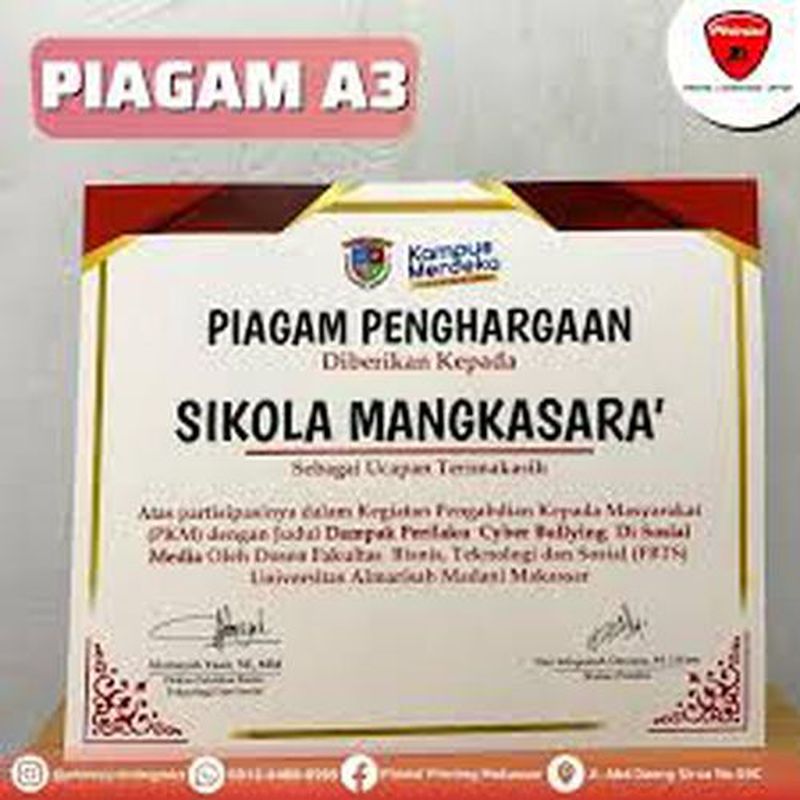 Piagam Penghargaan A3