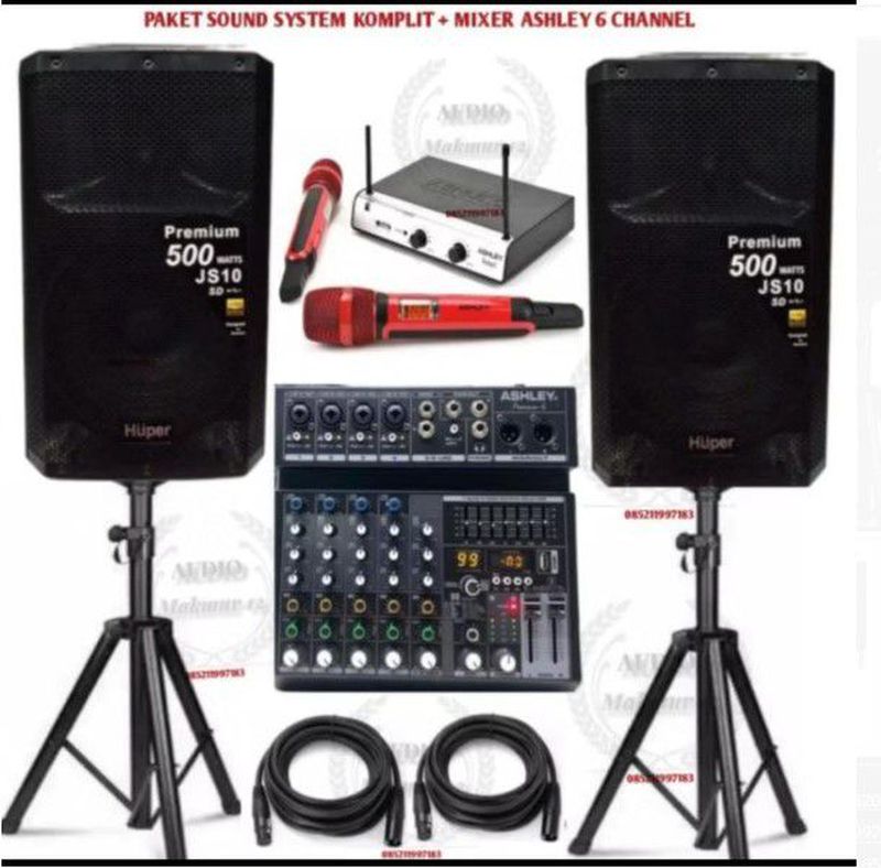 SOUND SYTEM HUPER JL 10 SPEAKER STAND THYS 506 B DENGAN EKUALISER SET
