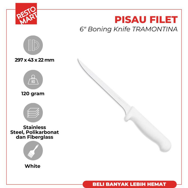 Pisau Filet / Pisau Dapur / 6" Boning Knife TRAMONTINA SS (1511560)