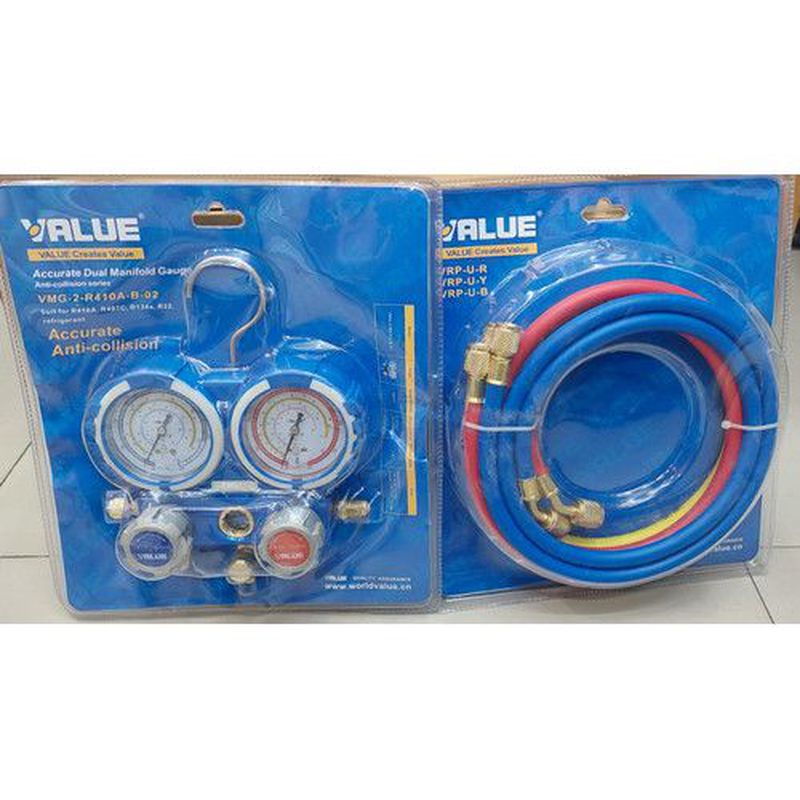 Manofol AC dan selang untuk R22, R401A, dan R32