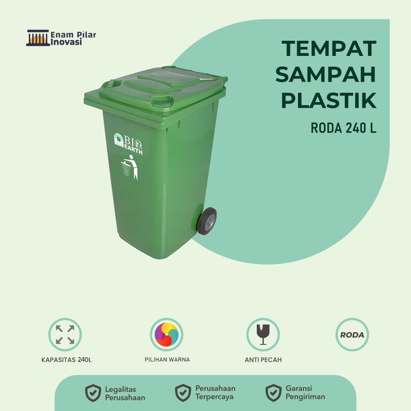 Tempat Sampah Plastik Roda Kapasitas 240 Liter