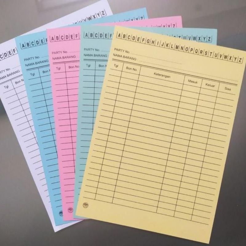 Custom Cetak Kartu Stok Barang / Ukuran F4