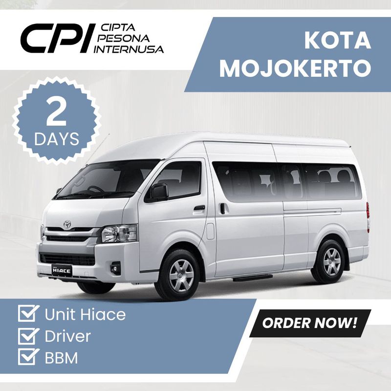 Sewa Kendaraan Hiace + Driver + BBM Tujuan Mojokerto 2 Hari