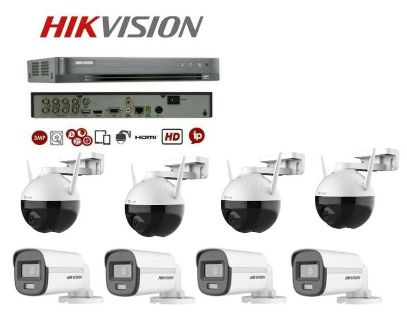 PAKET CCTV OUDOOR 4 CHANNEL COLOURVU DAN 4 CHANNEL CCTV EZVIZ IP PTZ ...