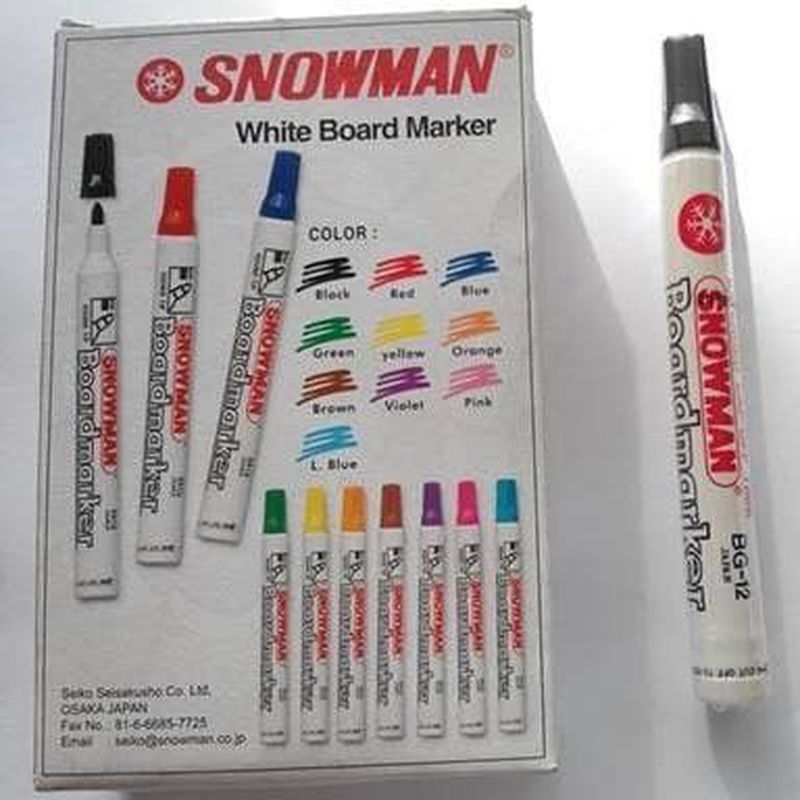 Spidol snowman whiteboard white board marker papan tulis BG-12