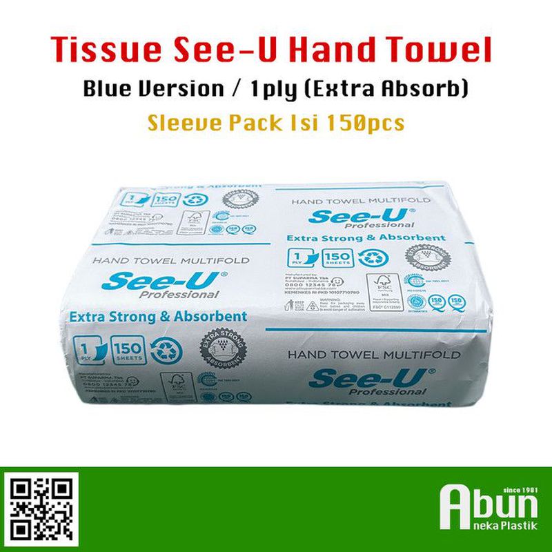 Tissue Hand Towel See-U Sleeve Pack 150s (Blue)
