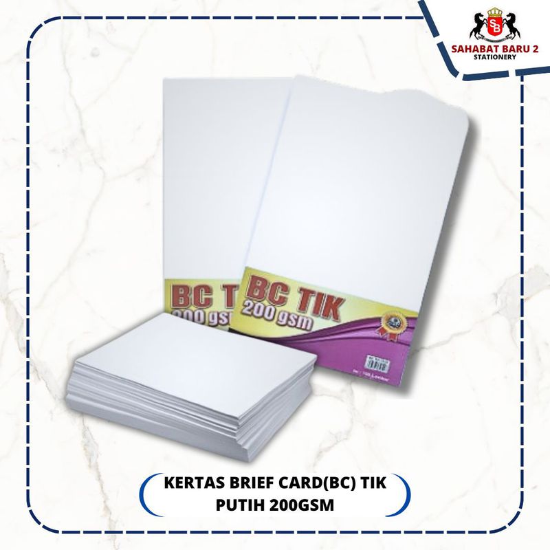 KERTAS BRIEF CARD(BC) TIK, PUTIH 200gsm F4 ISI 100 SHEET
