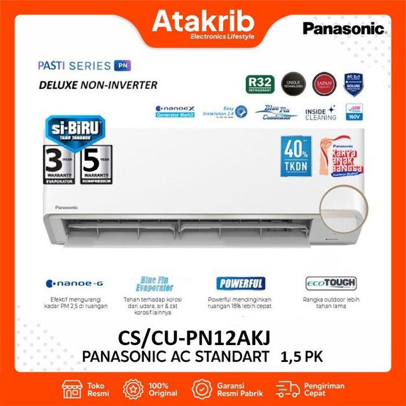 AC SPLIT STANDART 1,5PK MEREK PANASONIC, TYPE CS/CU-PN12AKJ