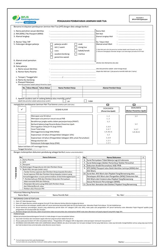 FORMULIR 5 BPJS KETENAGAKERJAAN