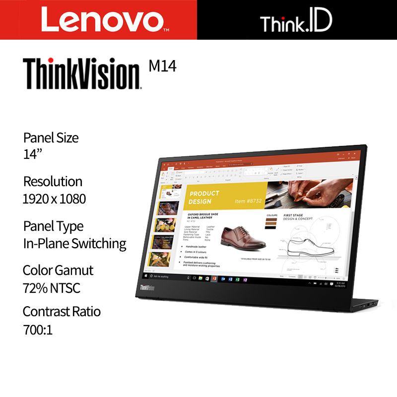 Monitor ThinkVision M14 USB-C Mobile Monitor 14"IPS