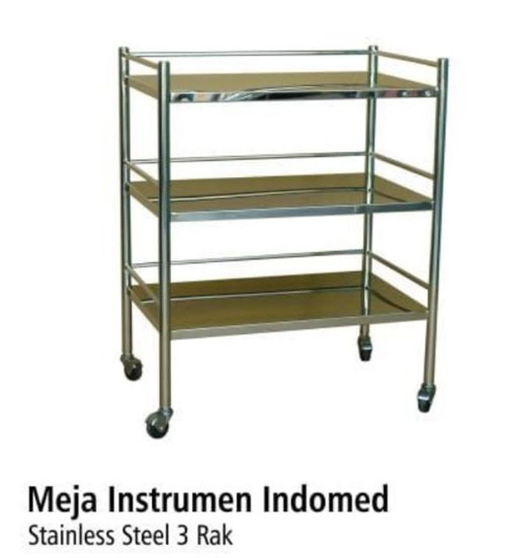 Meja Instrument 3 rak Stainless Steel