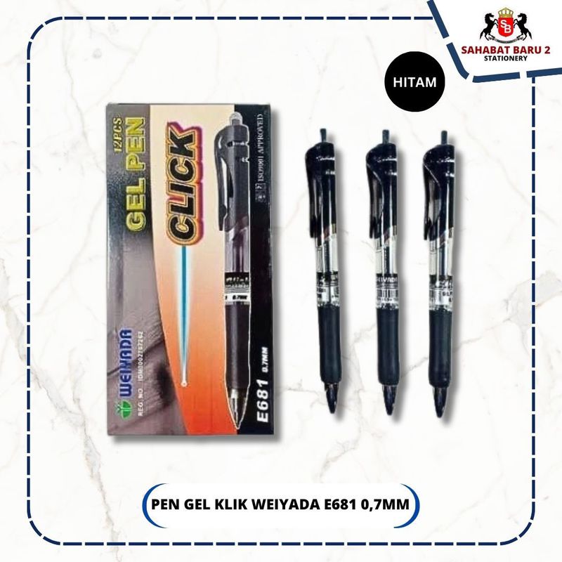 PEN GEL KLIK WEIYADA E681 0,7MM ( HITAM )