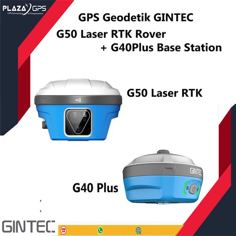 GPS Geodetik MIX Gintec G50 Laser RTK GNSS Rover + G40Plus 5Watt Base ...