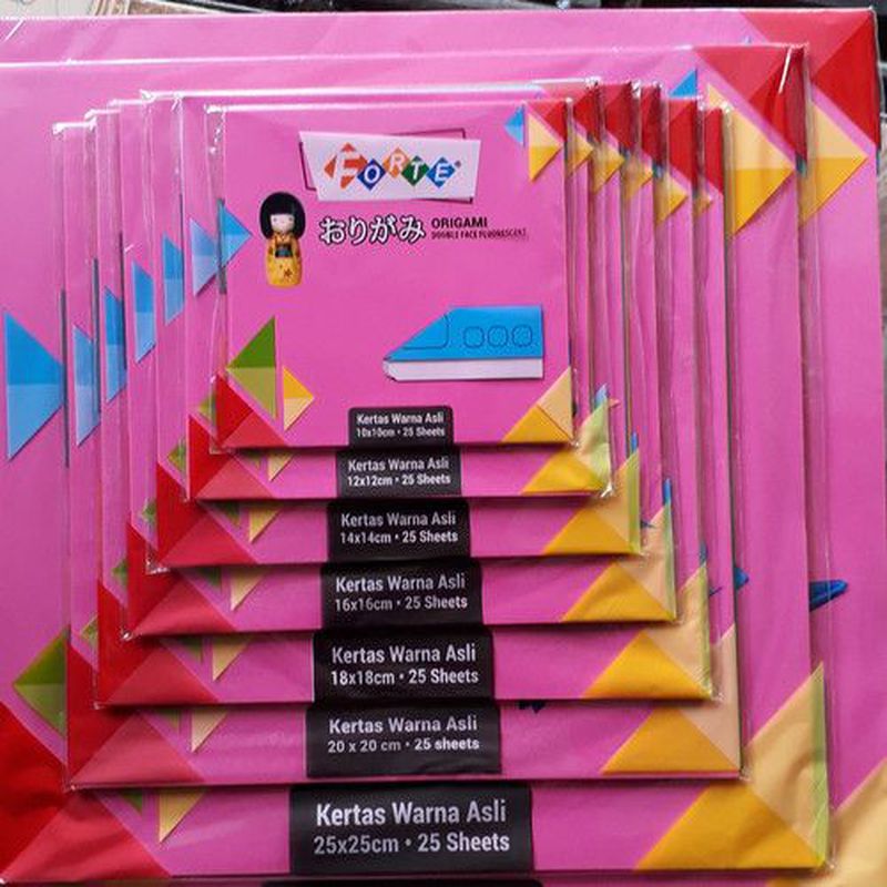 Kertas Origami Forte Double Face Flourescent Dove/Doff 12x12 14x14 ...