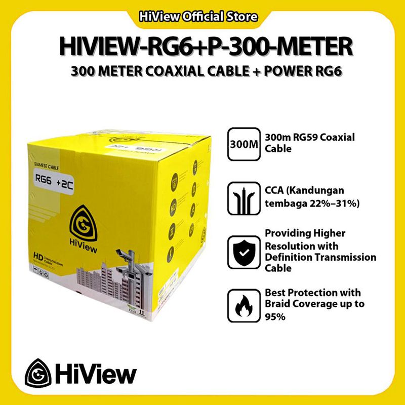 Kabel CCTV RG6+P-300-METER Coaxial Cable + Power RG6