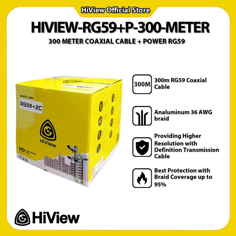 Kabel CCTV RG59+P-300-METER 300 Meter Coaxial Cable + Power RG59