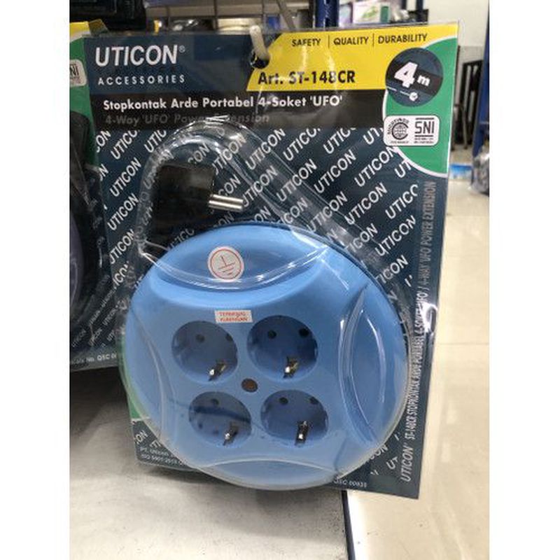 UTICON ST-148CR CABLE ROLL UFO 4M STOP KONTAK KABEL GULUNG 4 METER
