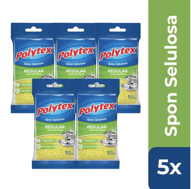 Polytex Sabut Spon Cuci Piring Regular - isi 5